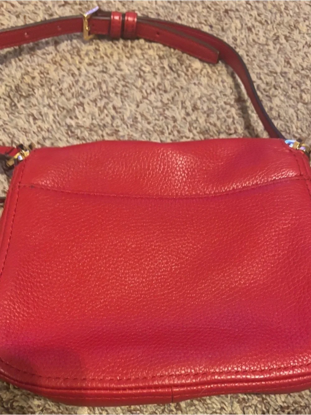 Michael Kors | Bags | Michael Kors Red Pebbled Leather Crossbody With ...